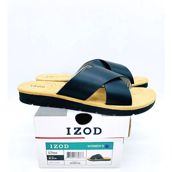 Izod | Shoes | Izod Alyssa Strap Slide Sandals Black Us 75 | Poshmark